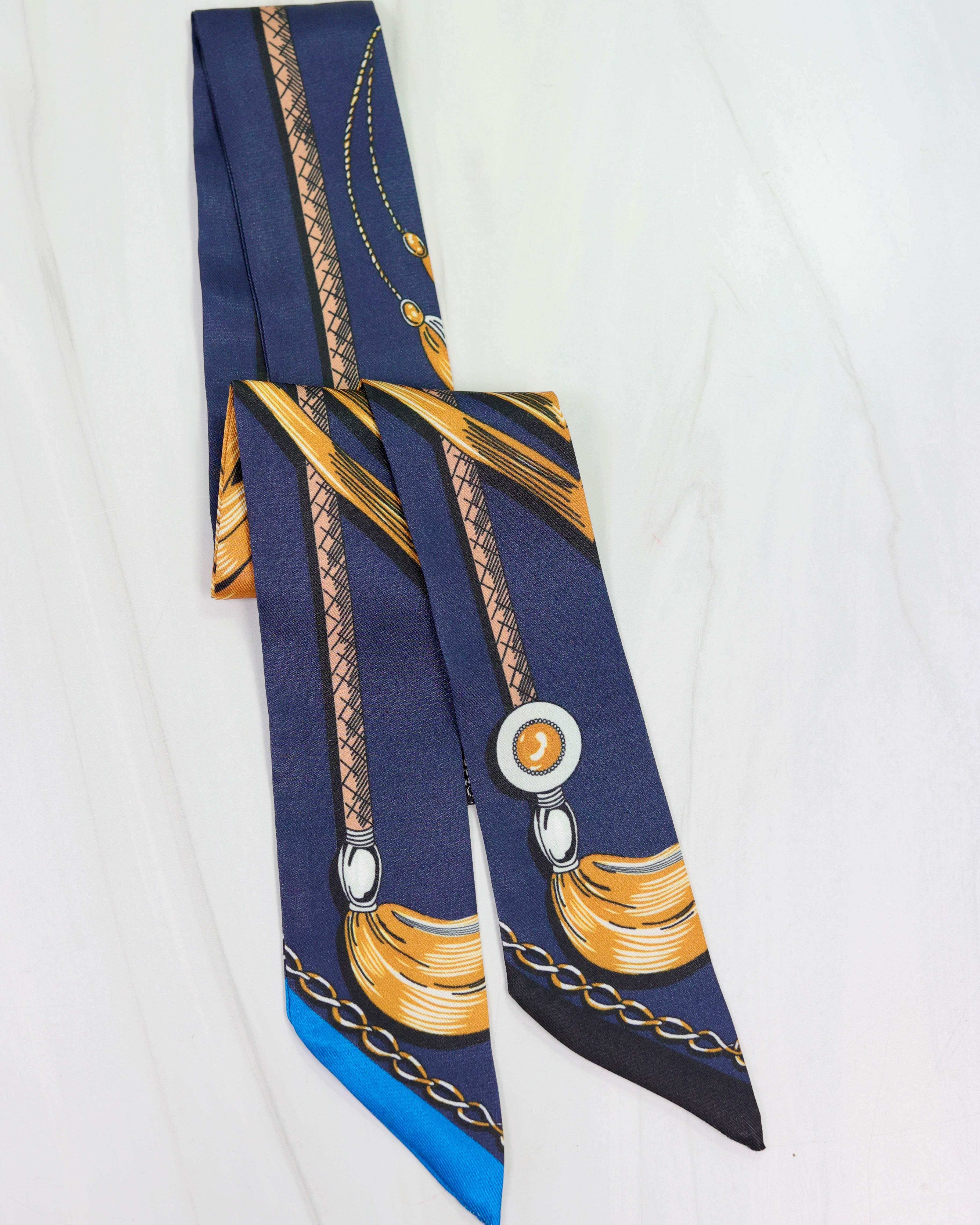 Santee Braided Rope Print Scarf Navy Gold – Caroline Hill Wholesale
