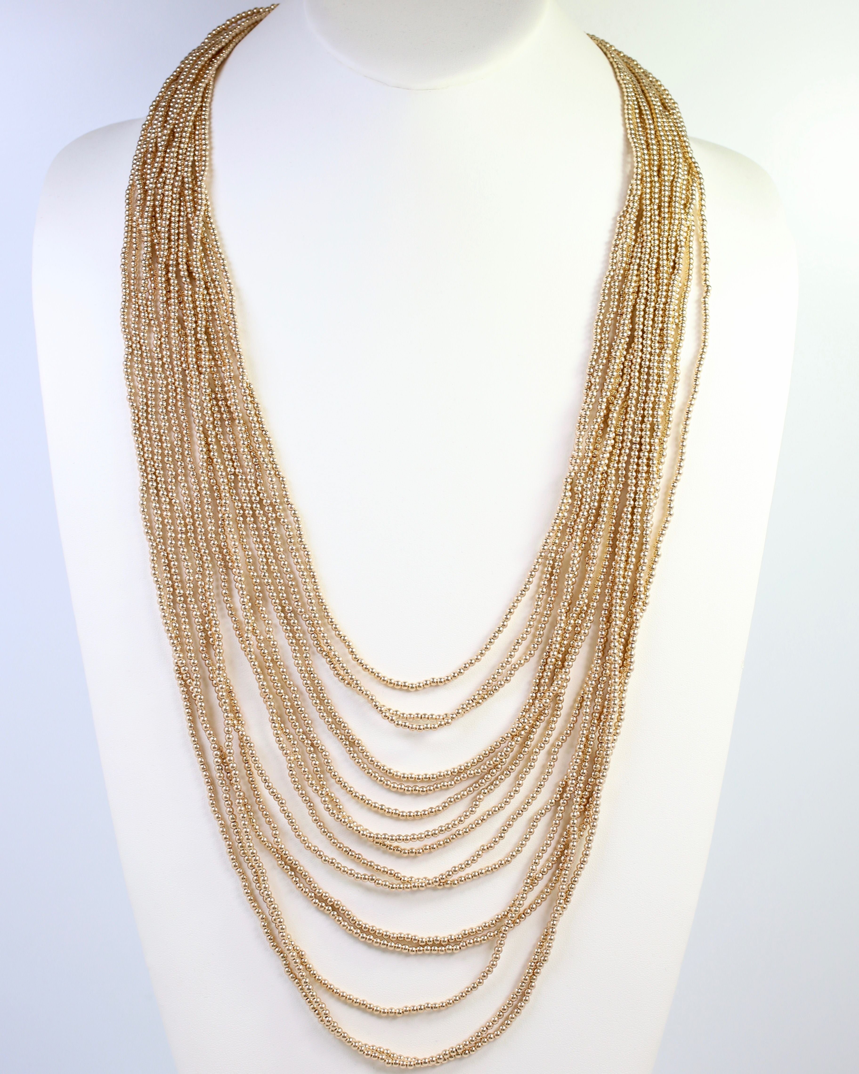 Samuels Multi Layered Long Necklace Gold – Caroline Hill Wholesale